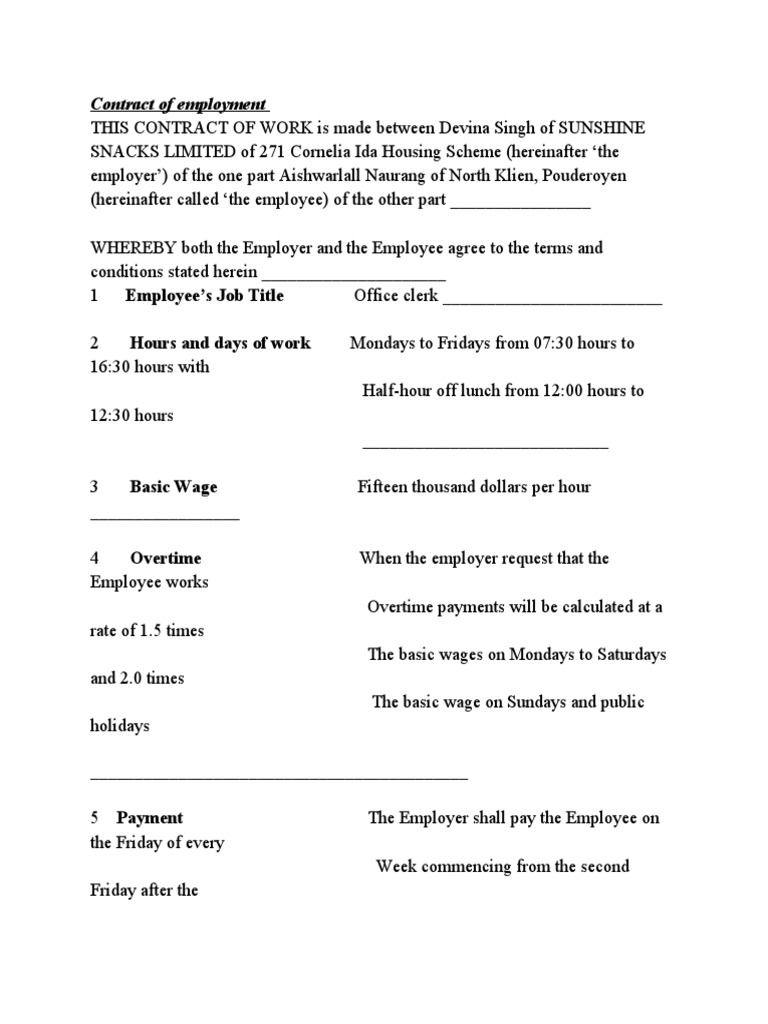 Contract of Employment - EDPM | PDF | Employment | Overtime