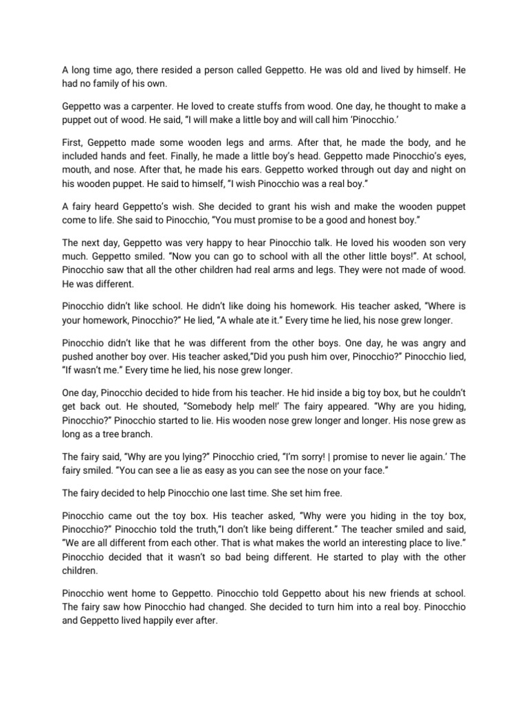 Pinocchio Pdf Pinocchio