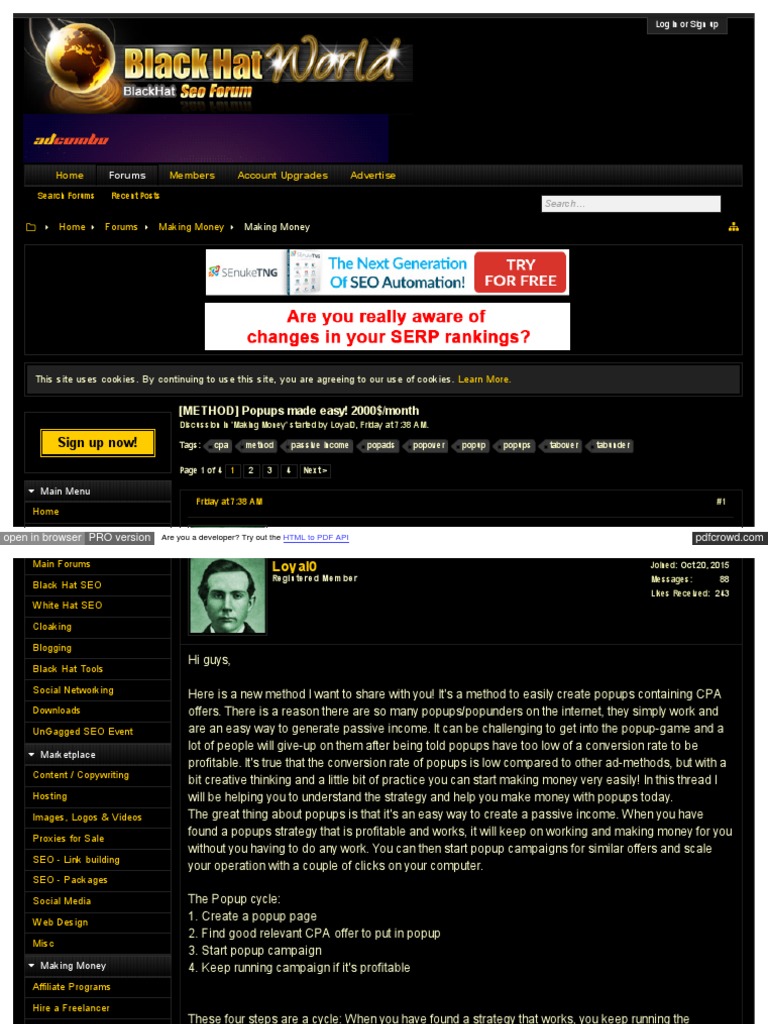 WWW Blackhatworld Com Seo Method Popups Made Easy 2000 Month | PDF