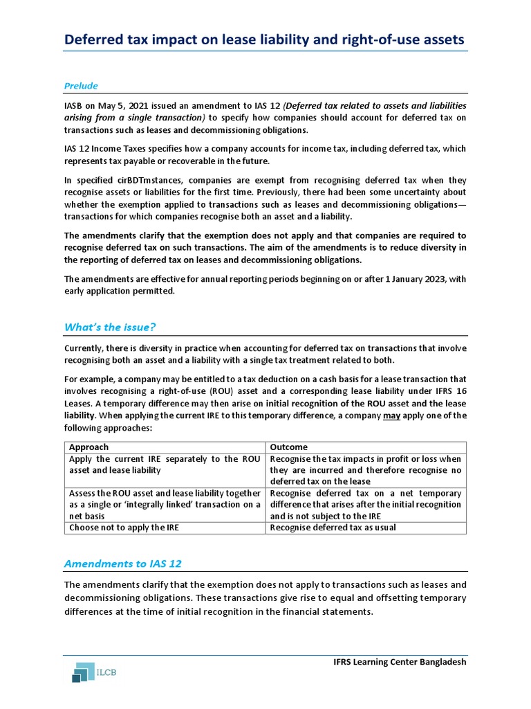 IFRS Deferred Tax Amendments | PDF | Deferred Tax | Tax Deduction