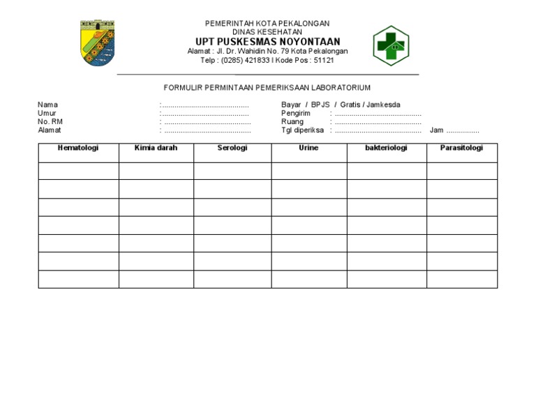 Permintaan Pemeriksaan Lab | PDF