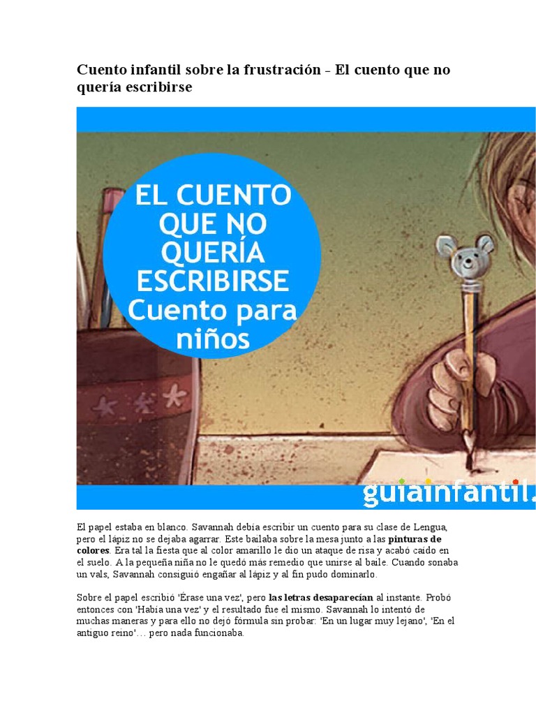 Cuento Infantil Sobre La Frustración | PDF | Poesía