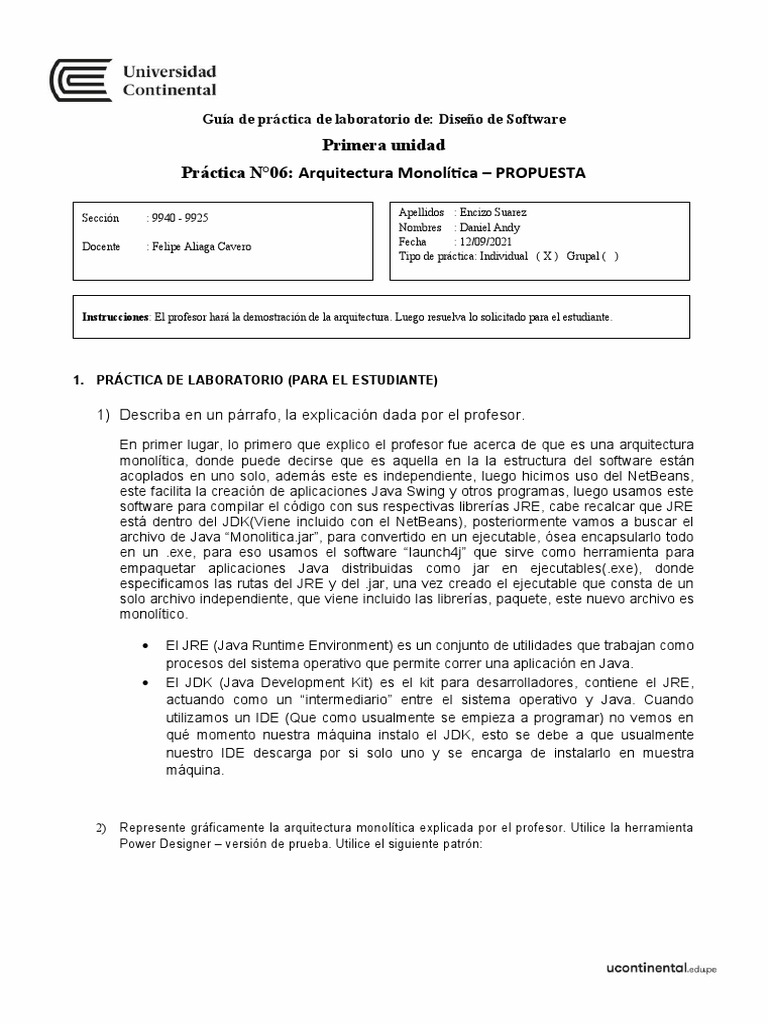 Lab06 Encizo | PDF | Java (lenguaje de programación) | Entorno de ...
