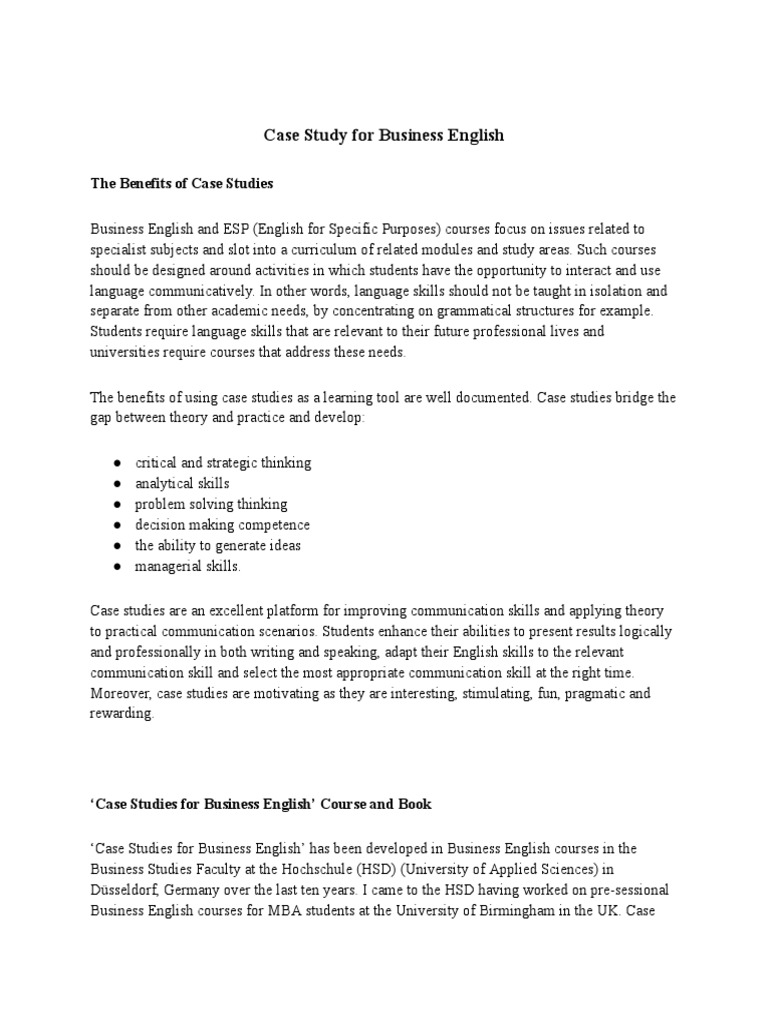 Case Study For Business English BBA - BCom | PDF | Learning | Communication