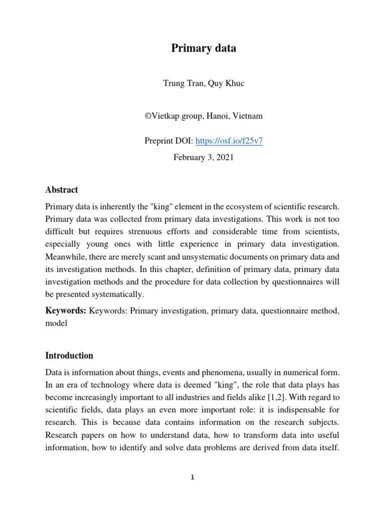 Primary Data | PDF | Data | Information