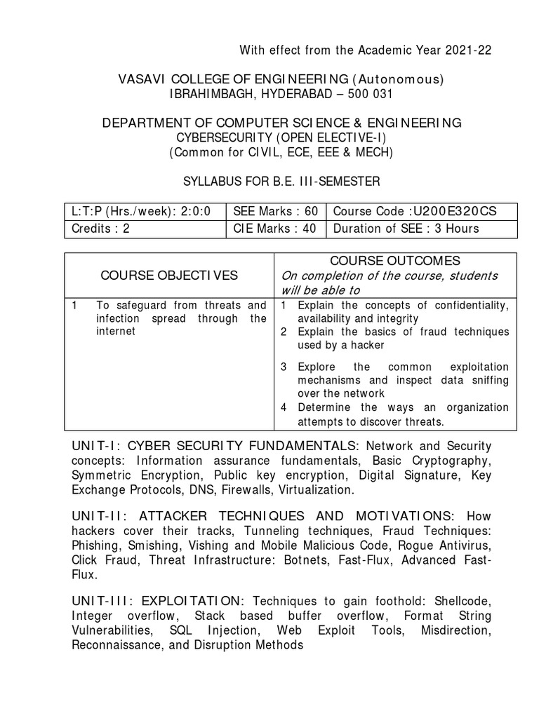 03 CSE III Semester Cyber Security | Download Free PDF | Security ...