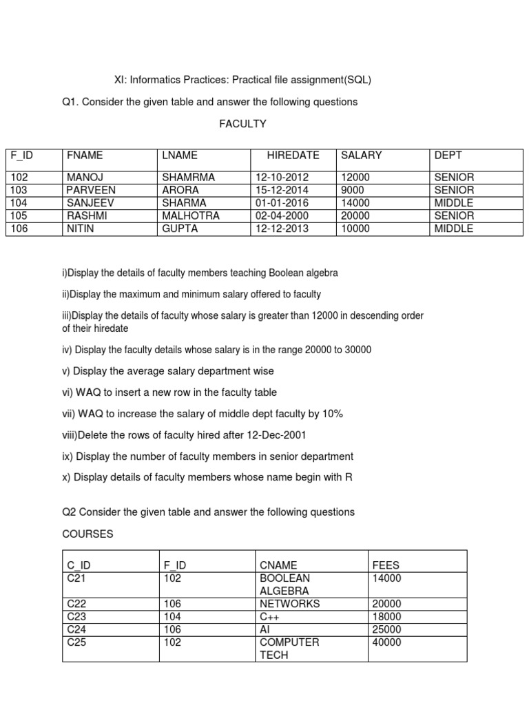 Sql Assignment Pdf Computing Computer Programming