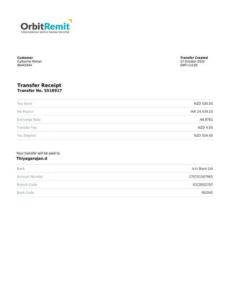 OrbitRemit Receipt | PDF