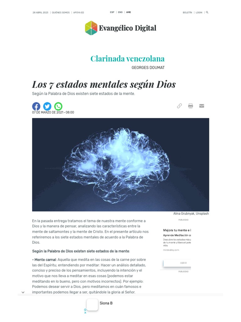 Siete estados mentales según la Biblia | PDF | Mente | Dios