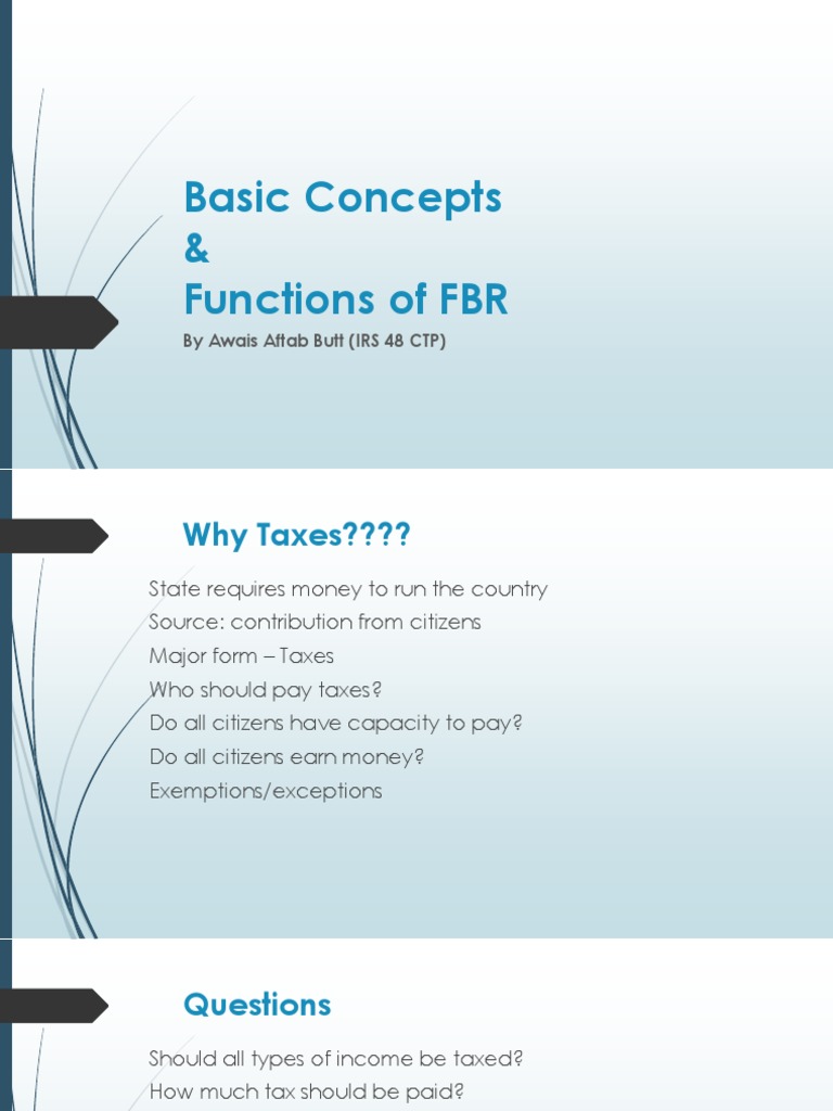 Lec 1 Functions of FBR | PDF | Taxes | Taxation In The United States