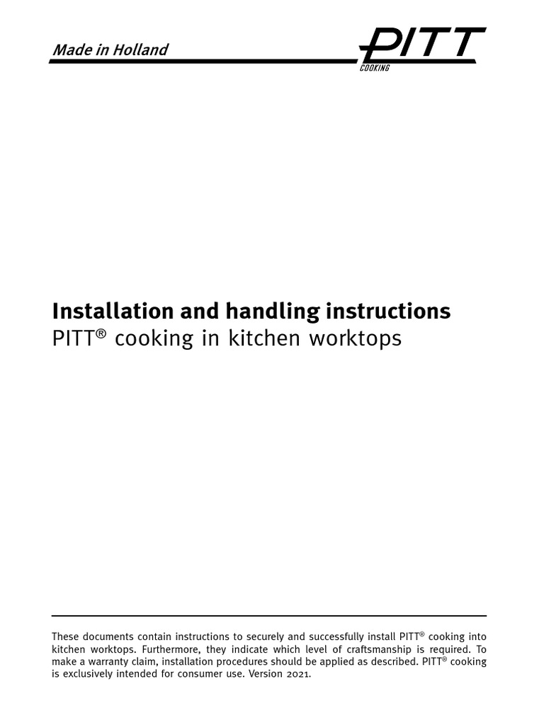 PITT Cooking - Installation and Handling Instruction EN | PDF ...