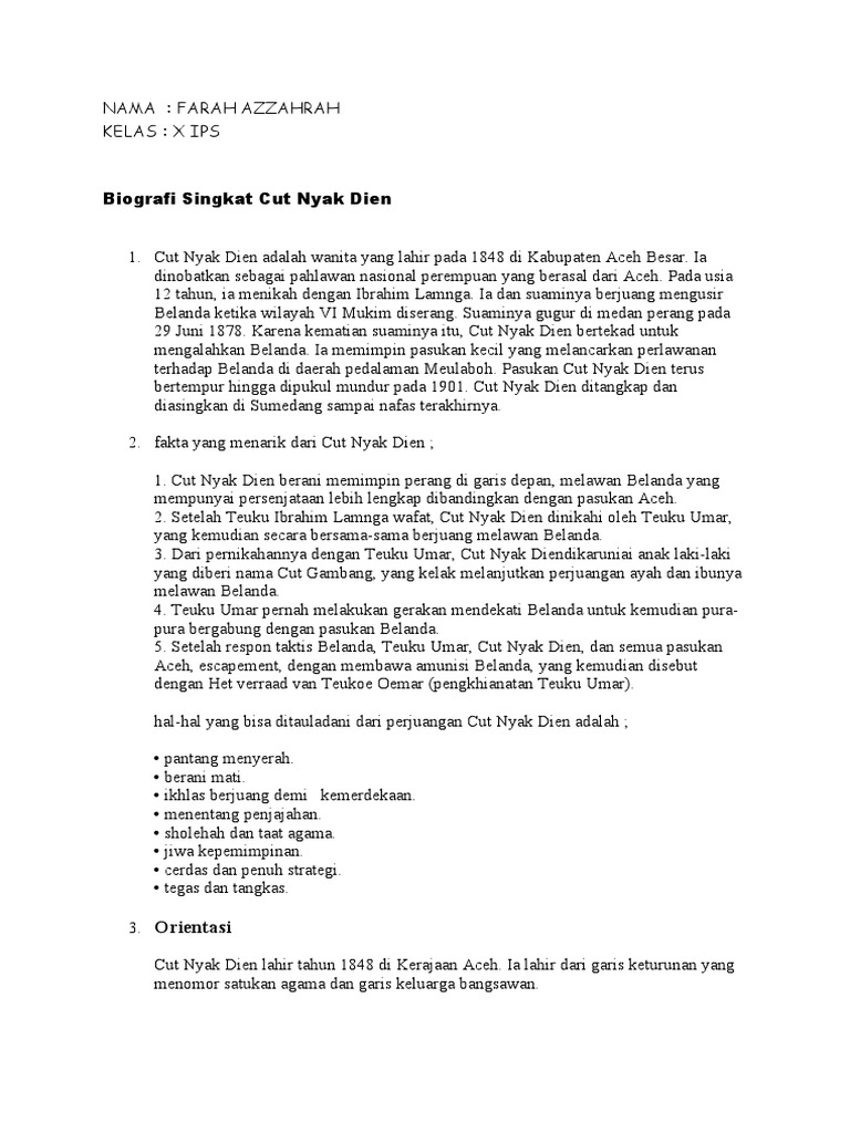Biografi Singkat Cut Nyak Dien | PDF Biografi Singkat Cut Nyak Dien | PDF
