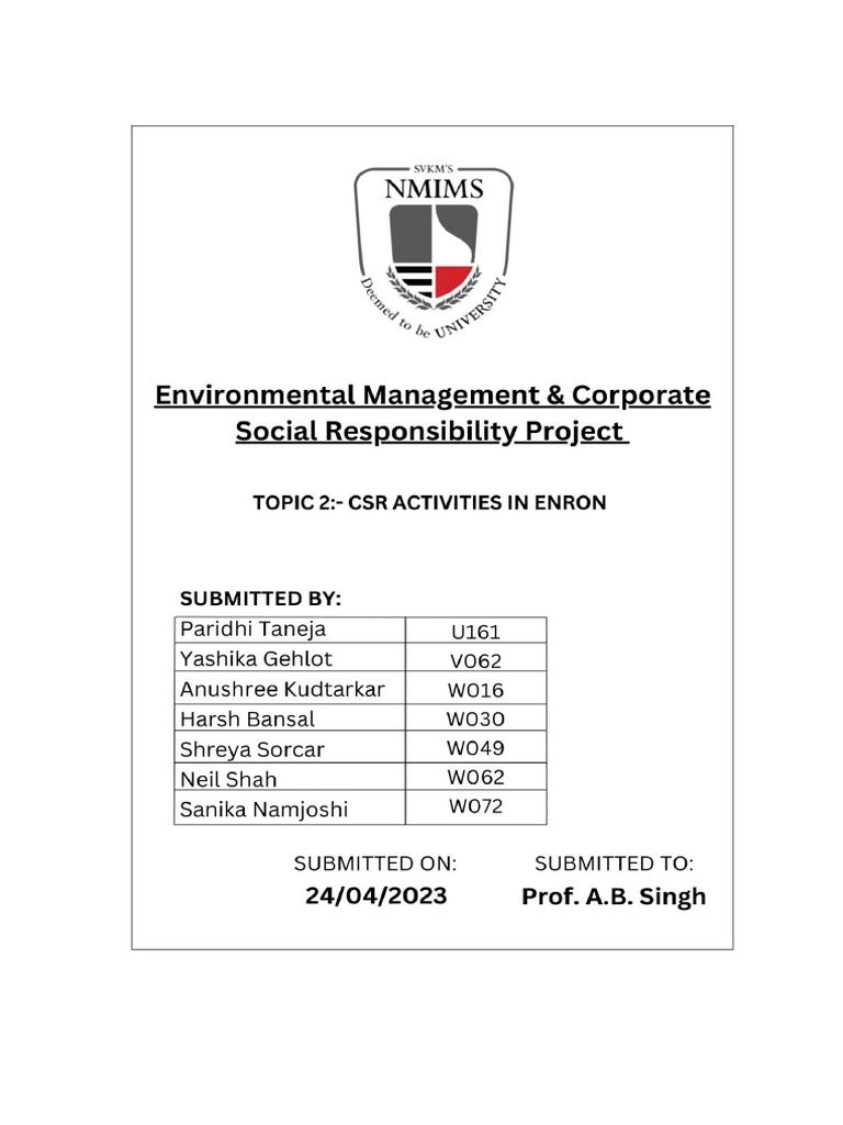 An Analysis of Enron Corporation's Corporate Social Responsibility ...