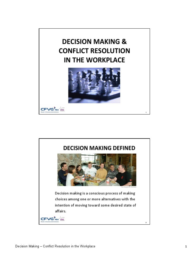 Workplace Decision & Conflict Resolution | PDF | Decision Making ...