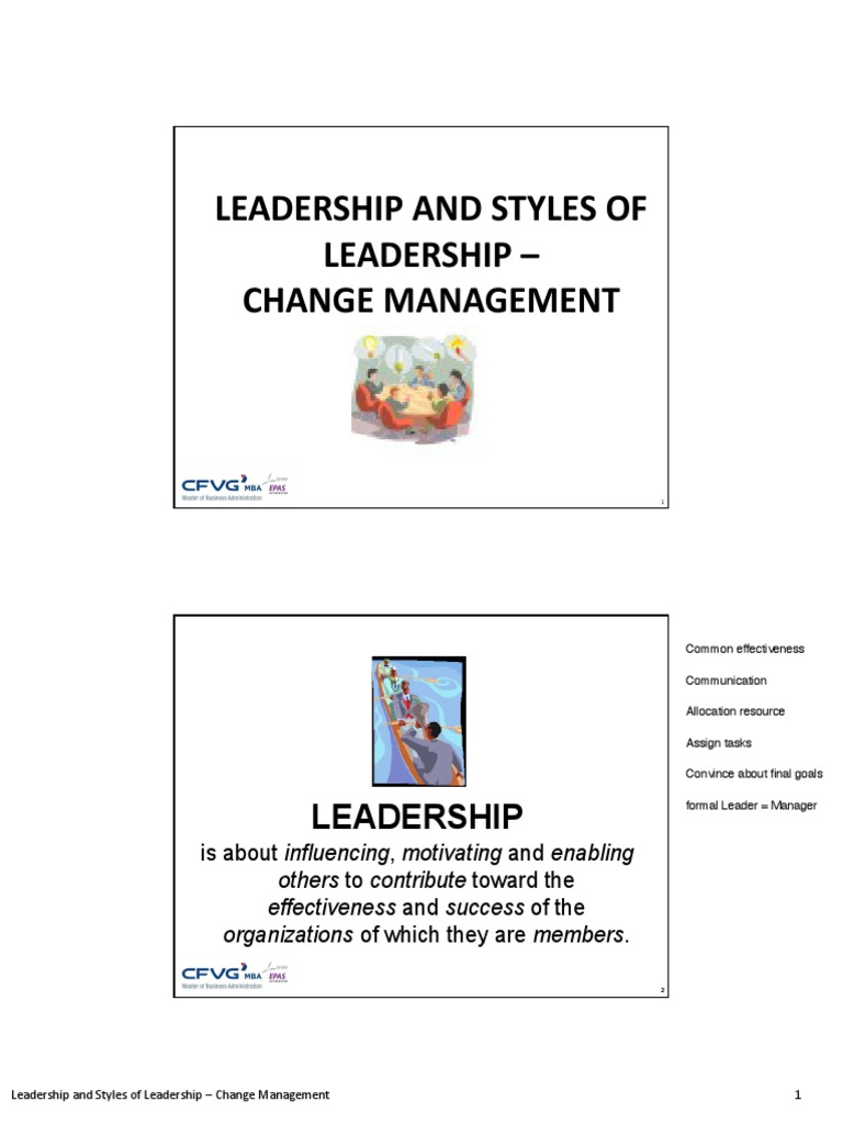Leadership and Styles of Leadership - Change Management | PDF ...