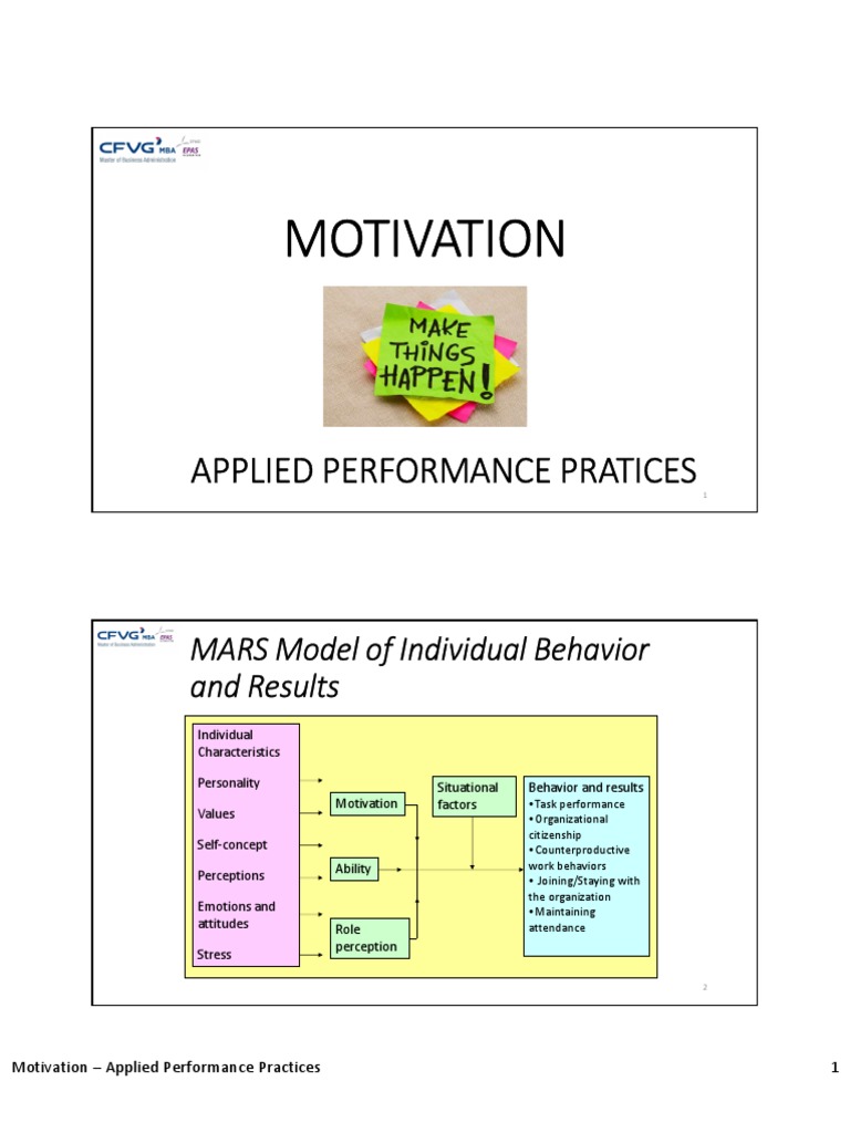 Motivation - Applied Performance Practices | PDF | Motivational ...