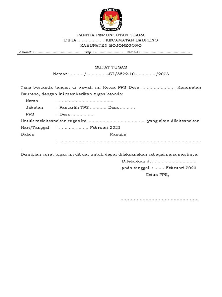 Surat Tugas Pendampingan PPS Bojonegoro | PDF