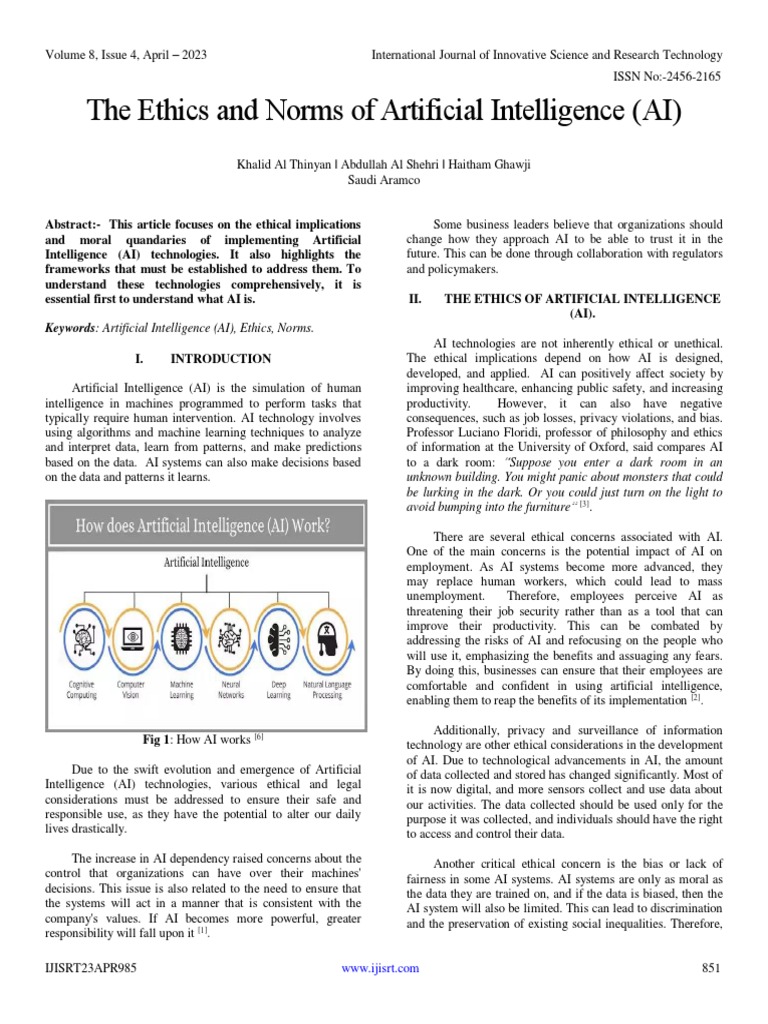 The Ethics and Norms of Artificial Intelligence (AI) | PDF