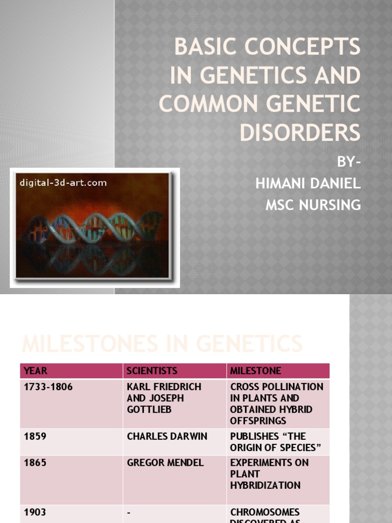 Basic Concepts in Genetics and Common Genetic Disorders | PDF | Dna | Gene