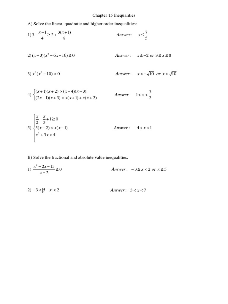 Solving Linear and Quadratic Inequalities | PDF