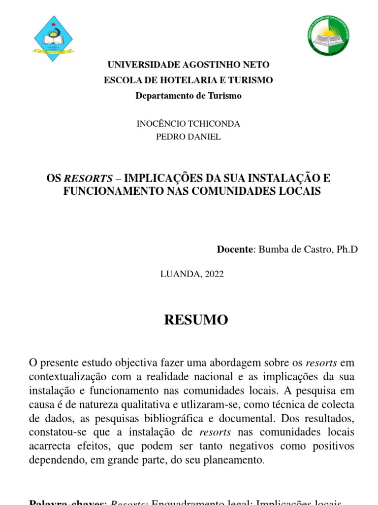 Pedro Daniel e Inocêncio Matias | PDF | Turismo | Angola