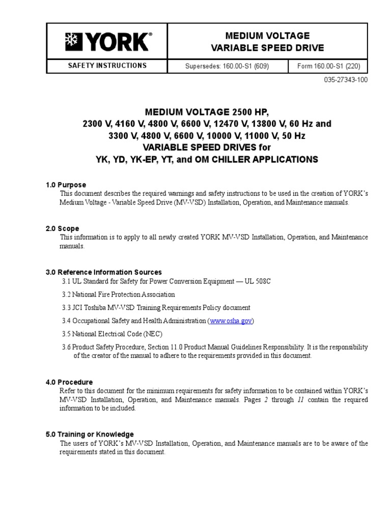 Medium Voltage Variable Speed Drive: Safety Instructions | PDF