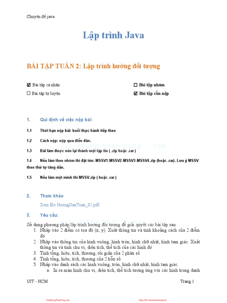 Lap-Trinh-Java - Nguyen-Trac-Thuc - Baith - Tuan2 - (Cuuduongthancong - Com) | PDF