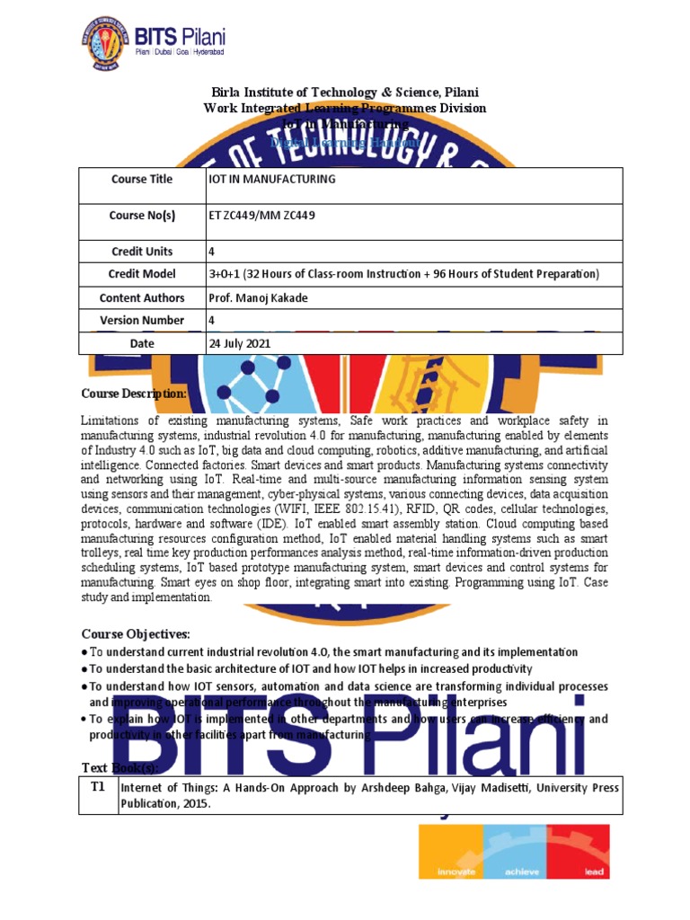 1 - Etzc449 Course Handout | PDF | Internet Of Things | Computer Network