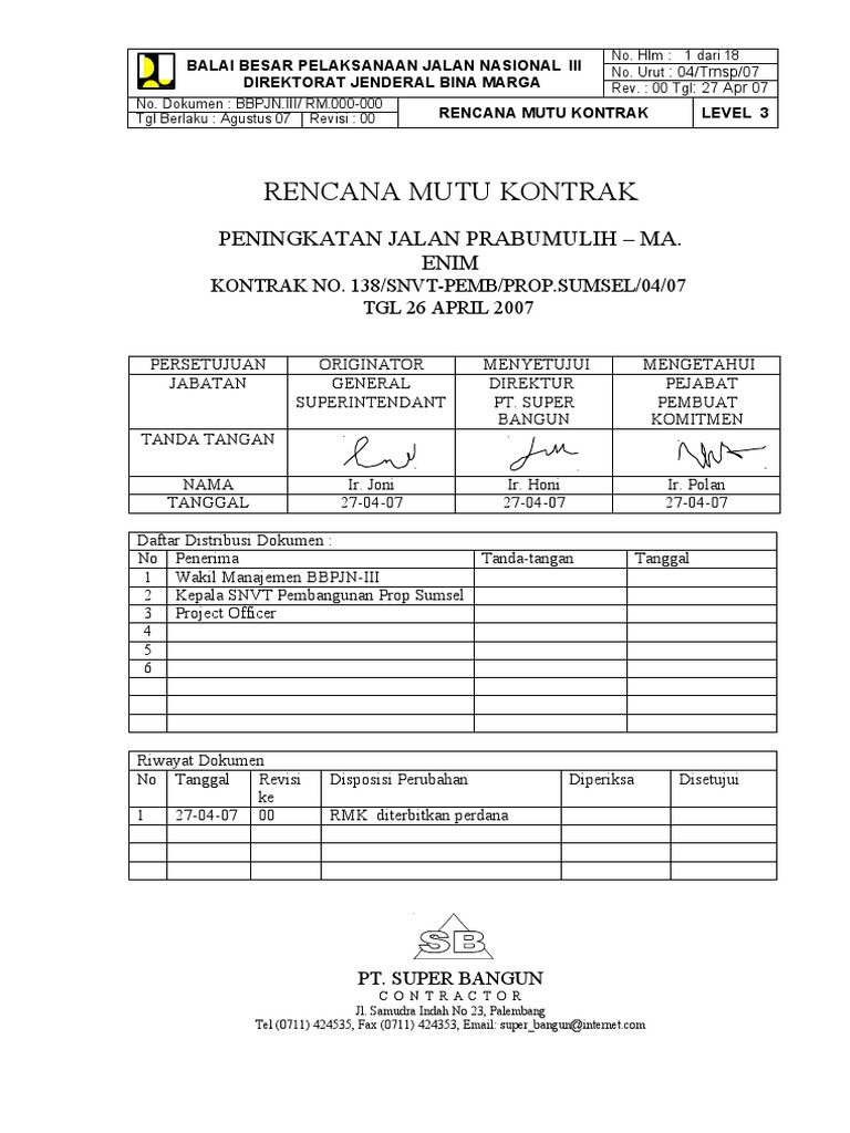 Contoh RMK Kontraktor | PDF