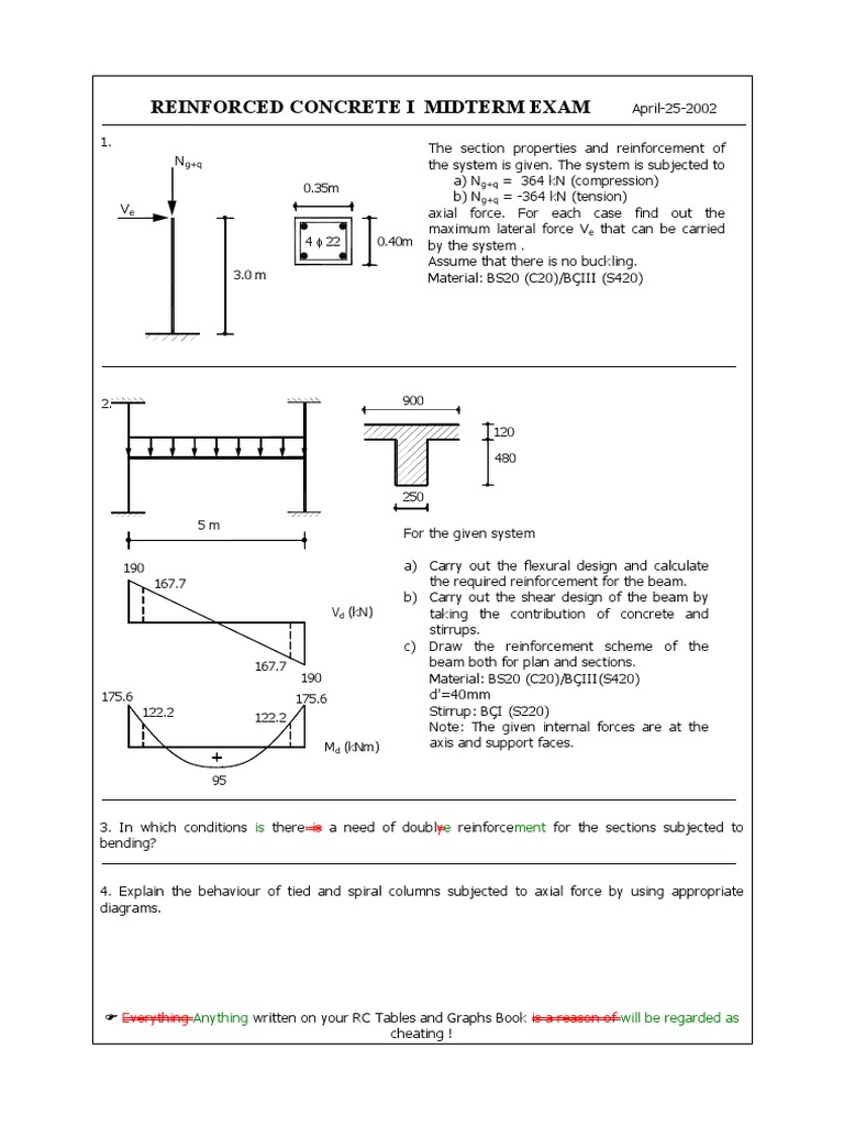 Reinforced Concrete I Midterm Exam: G+Q G+Q G+Q | PDF | Beam (Structure ...