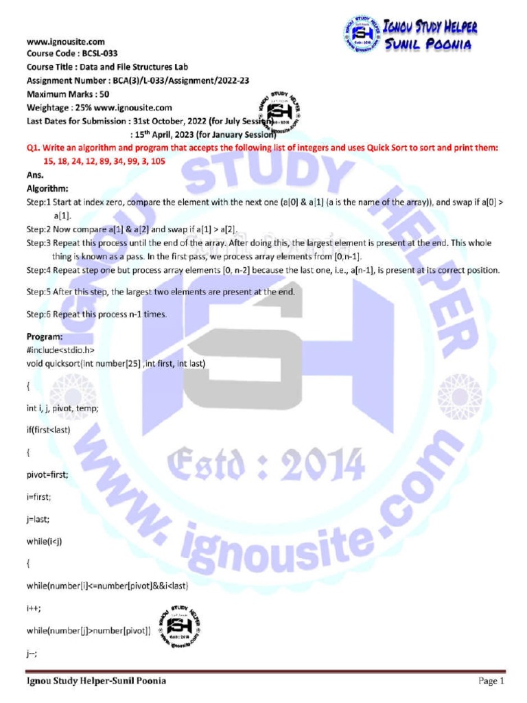 BCSL-033 (2022-23) Solved Assignment | PDF BCSL-033 (2022-23) Solved Assignment | PDF