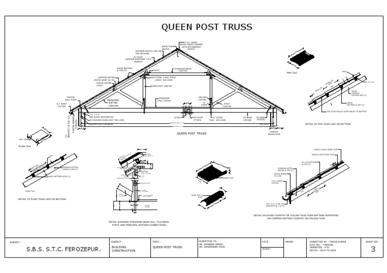 Queen Post Truss | PDF | Civil Engineering | Architectural Elements
