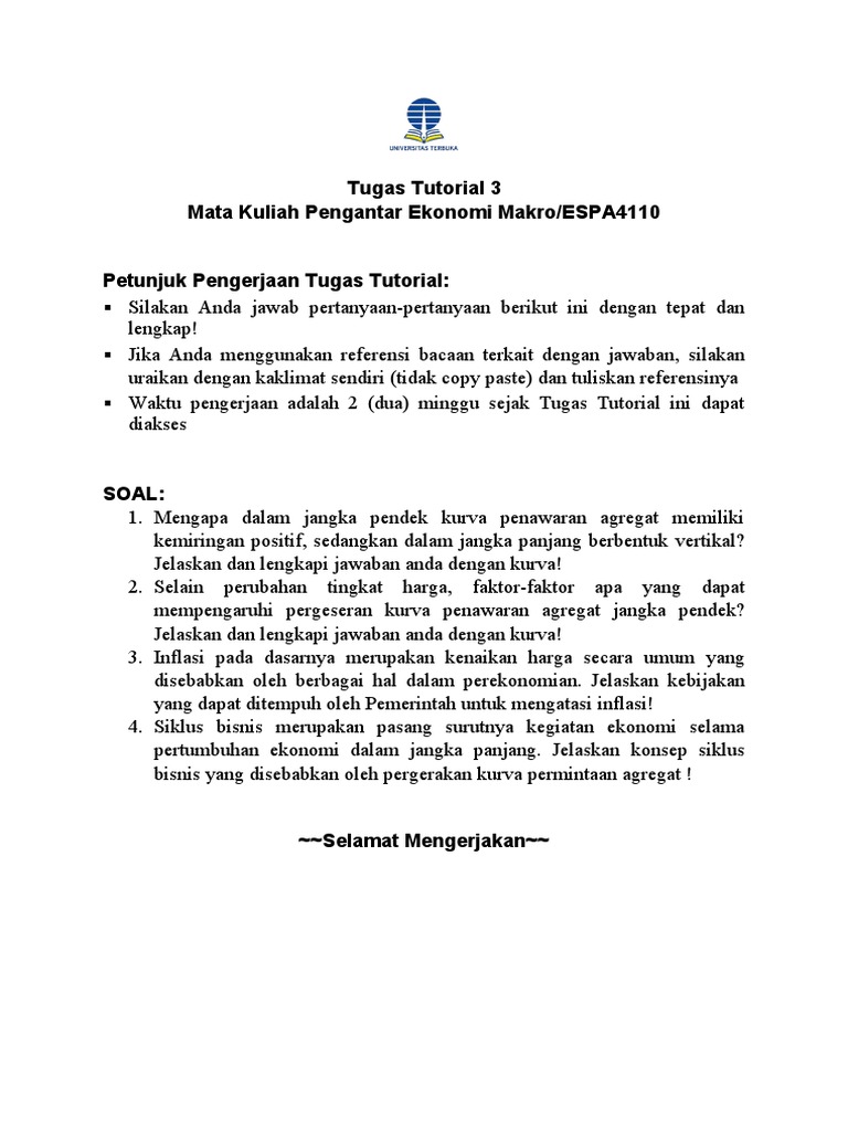 Tuton 3 Pengantar Ekonomi Makro | PDF Tuton 3 Pengantar Ekonomi Makro | PDF