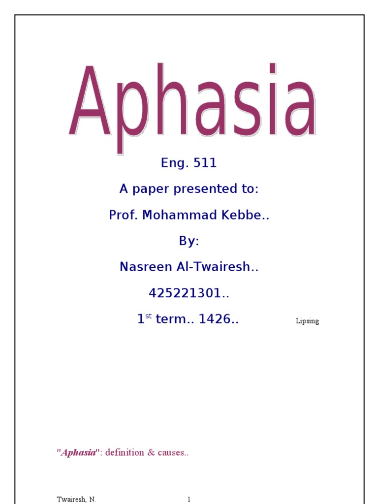 Aphasia | PDF | Aphasia | Speech