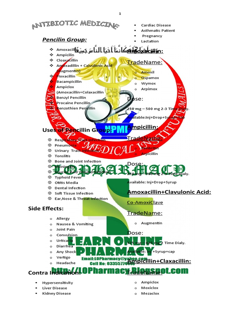 AntiBiotic Medicine By AdEel-SaiM | PDF | Nausea | Drugs