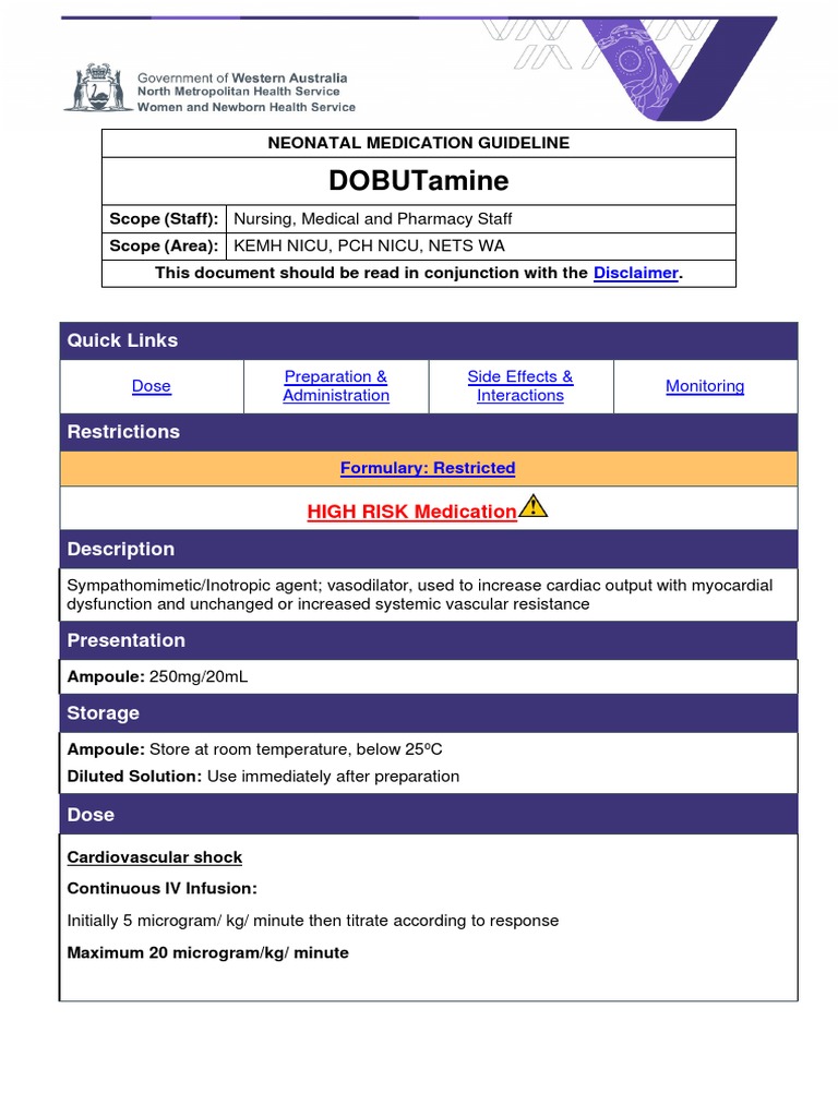 DOBUTamine | PDF | Intravenous Therapy | Health Care