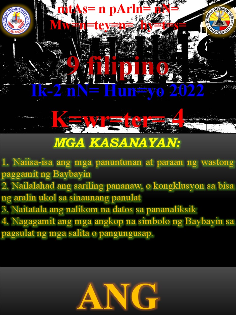 Q4W5 - ARALIN 5 Ang Baybayin at Mga Panuntunan Nito Part 2 | PDF