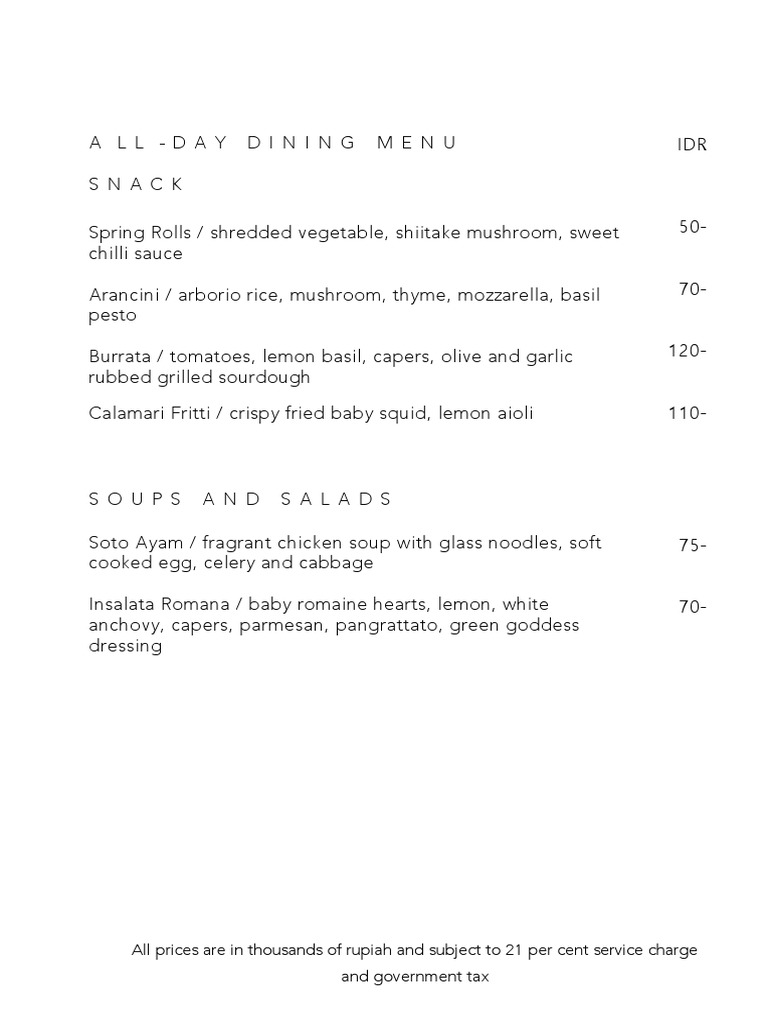 All-Day Dining Menu | PDF