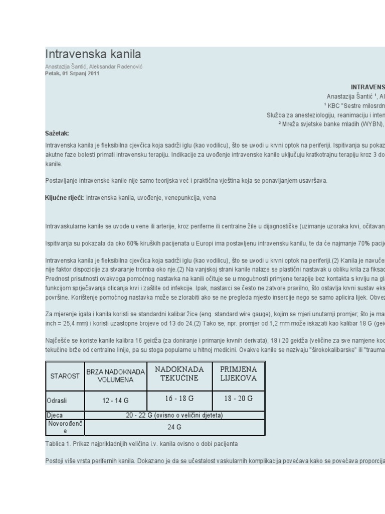 Intravenska Kanila | PDF