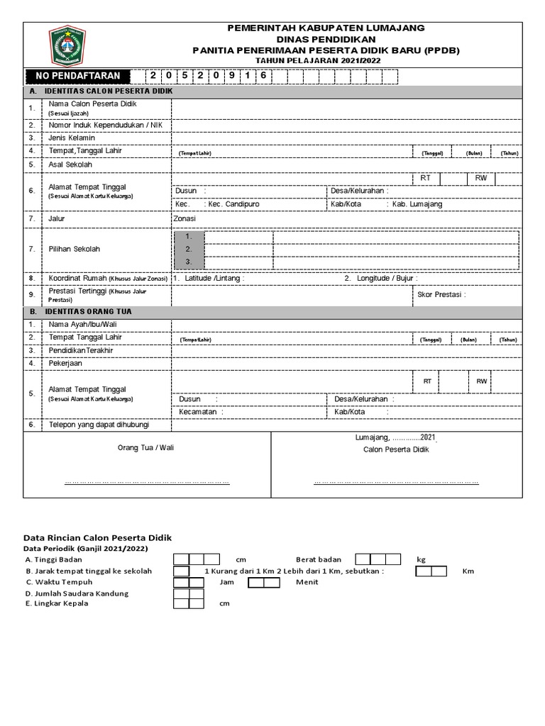 Formulir PPDB 2020 | PDF