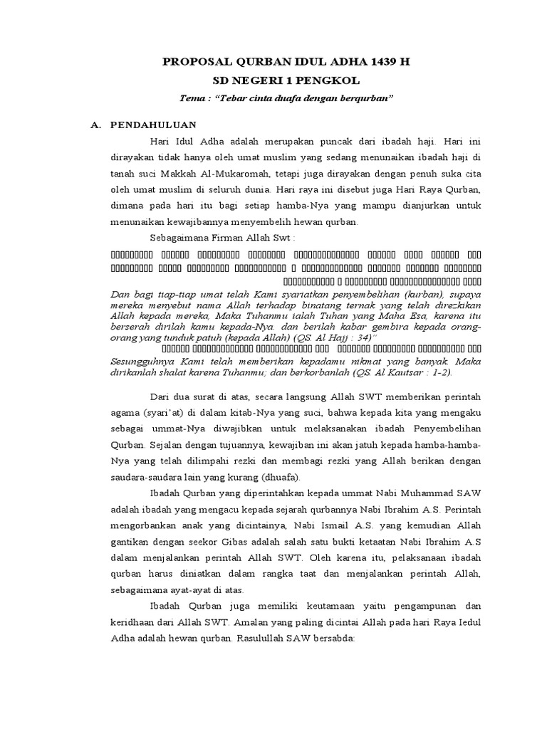 Proposal Qurban Idul Adha SDN 1 Pengkol | PDF | Agama & Spiritualitas ...