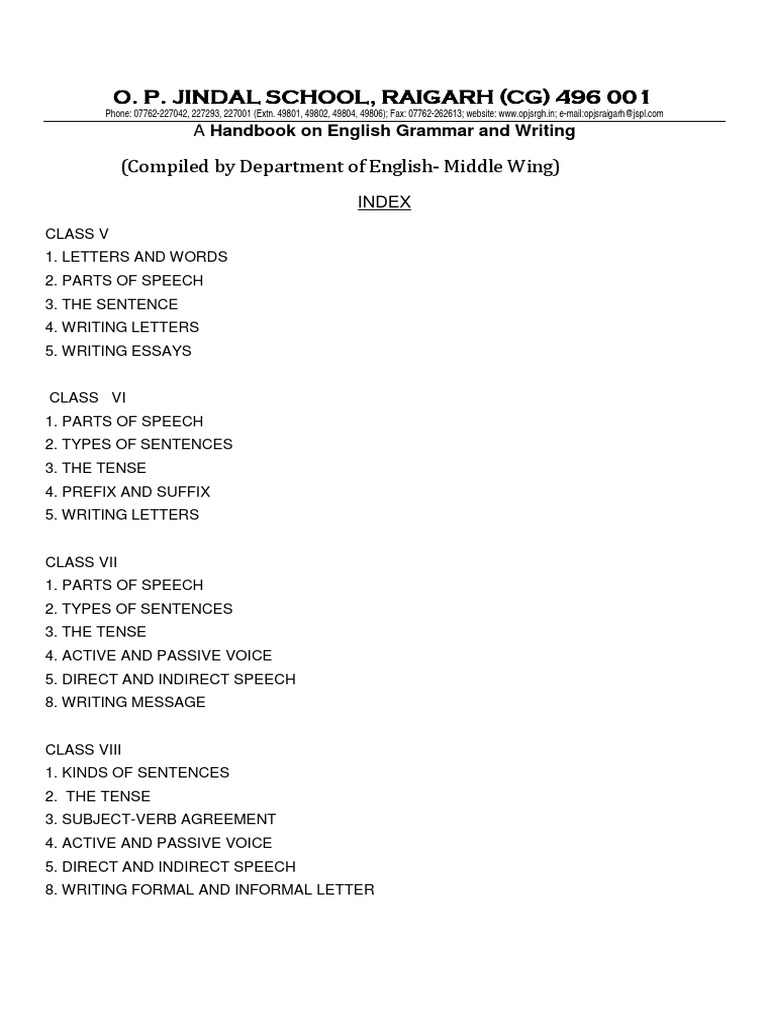 A Handbook On English Grammar and Writing | PDF | Adverb | Noun
