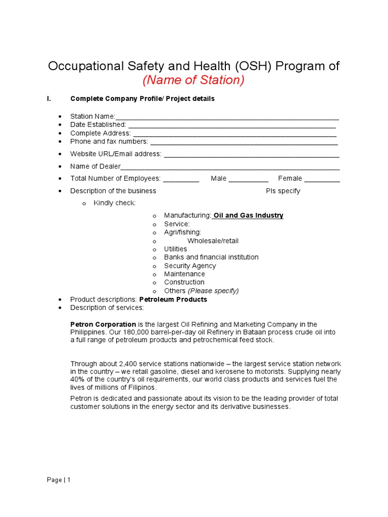 Occupational Safety and Health (OSH) Program of | PDF | Occupational ...