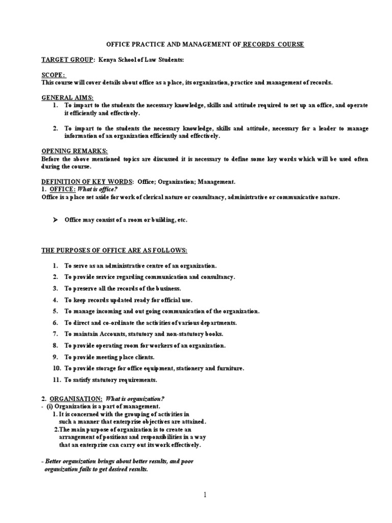 Office Practice and Management Course | PDF