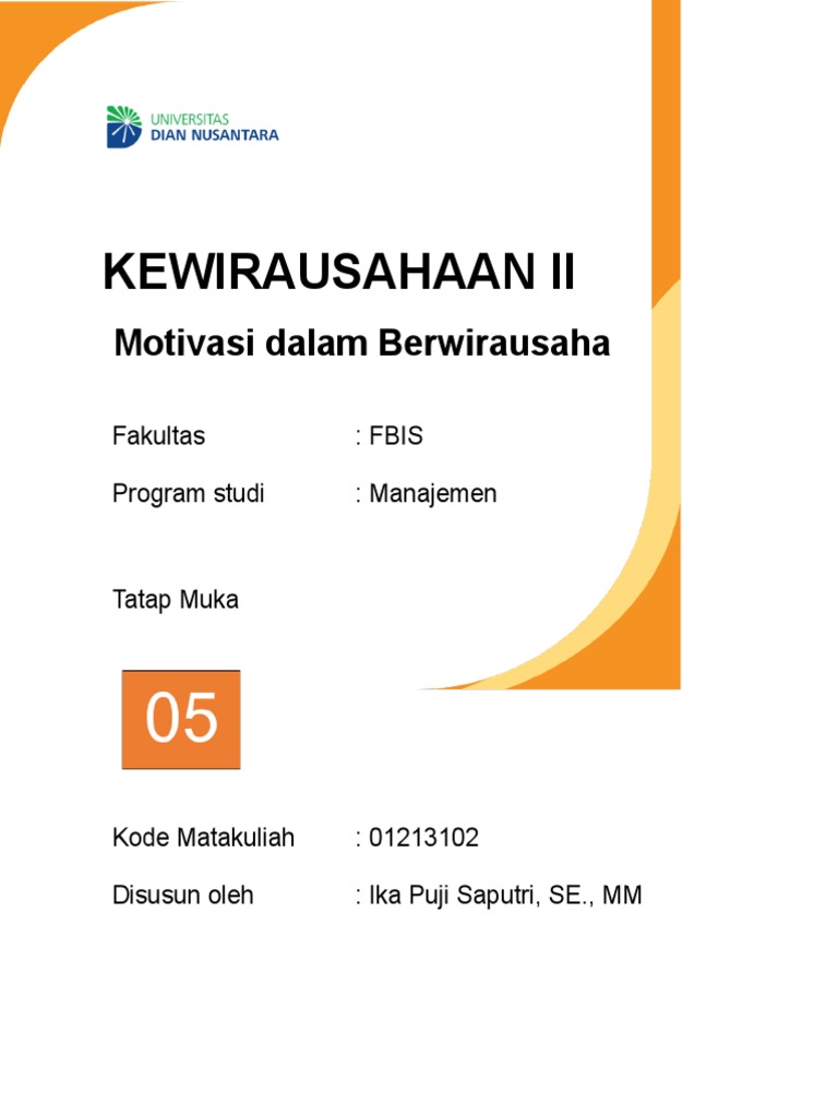 Modul Pertemuan 5 - Motivasi Dalam Berwirausaha | PDF | Karier ...