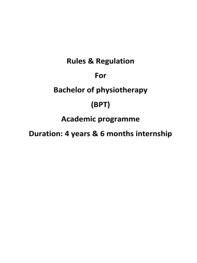 Rules and Regulations For BPT | PDF | Human Body | Mental Disorder