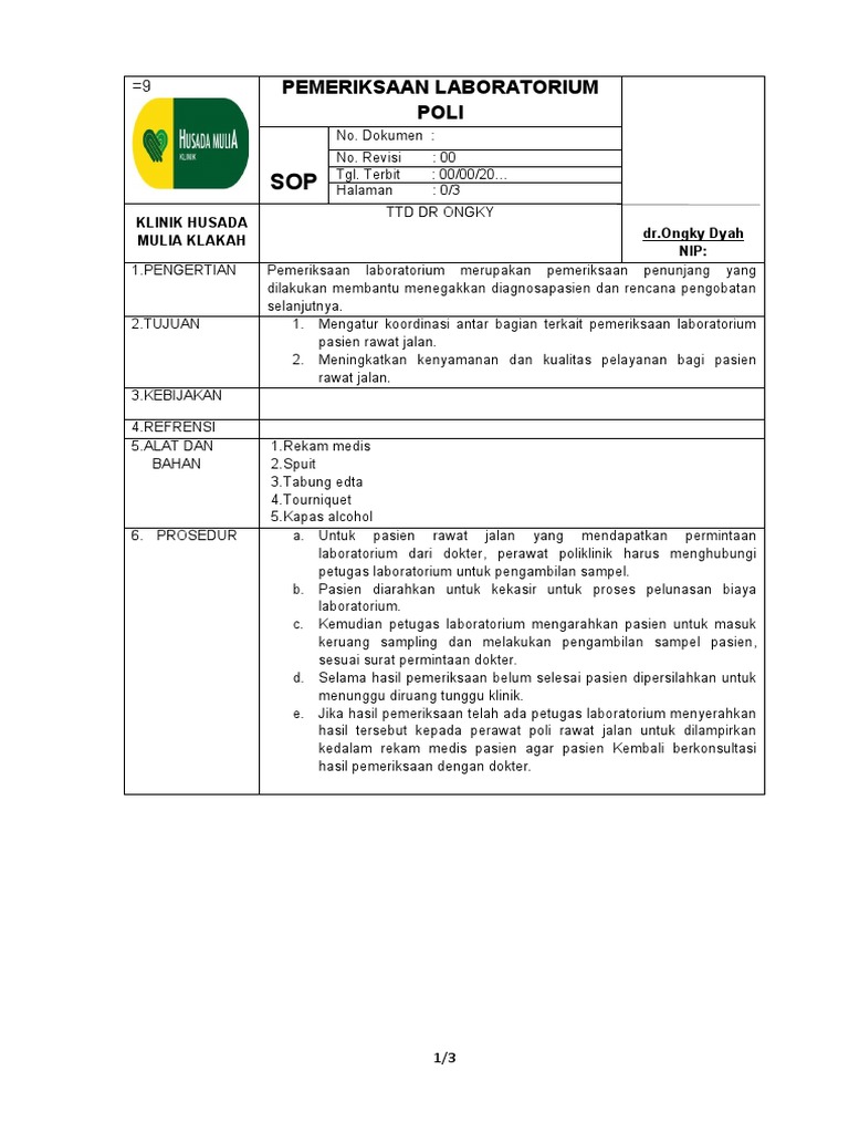 Sop Lab Poli 2023 | PDF