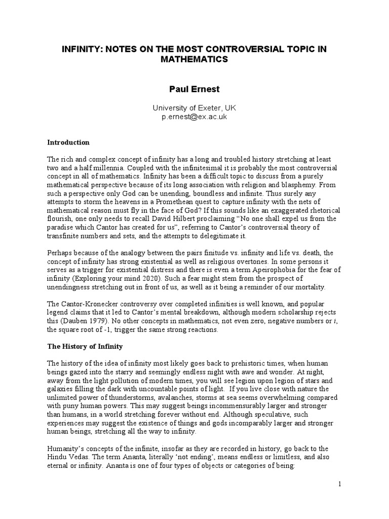 Understanding the Controversy of Infinity | PDF | Infinity | Numbers