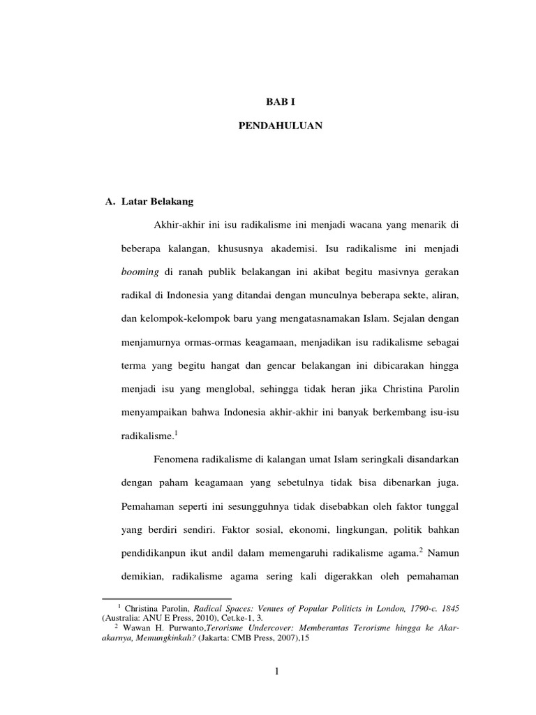 Peran Organisasi Pemuda Dalam Menangkal Radikalisme (Proposal) | PDF