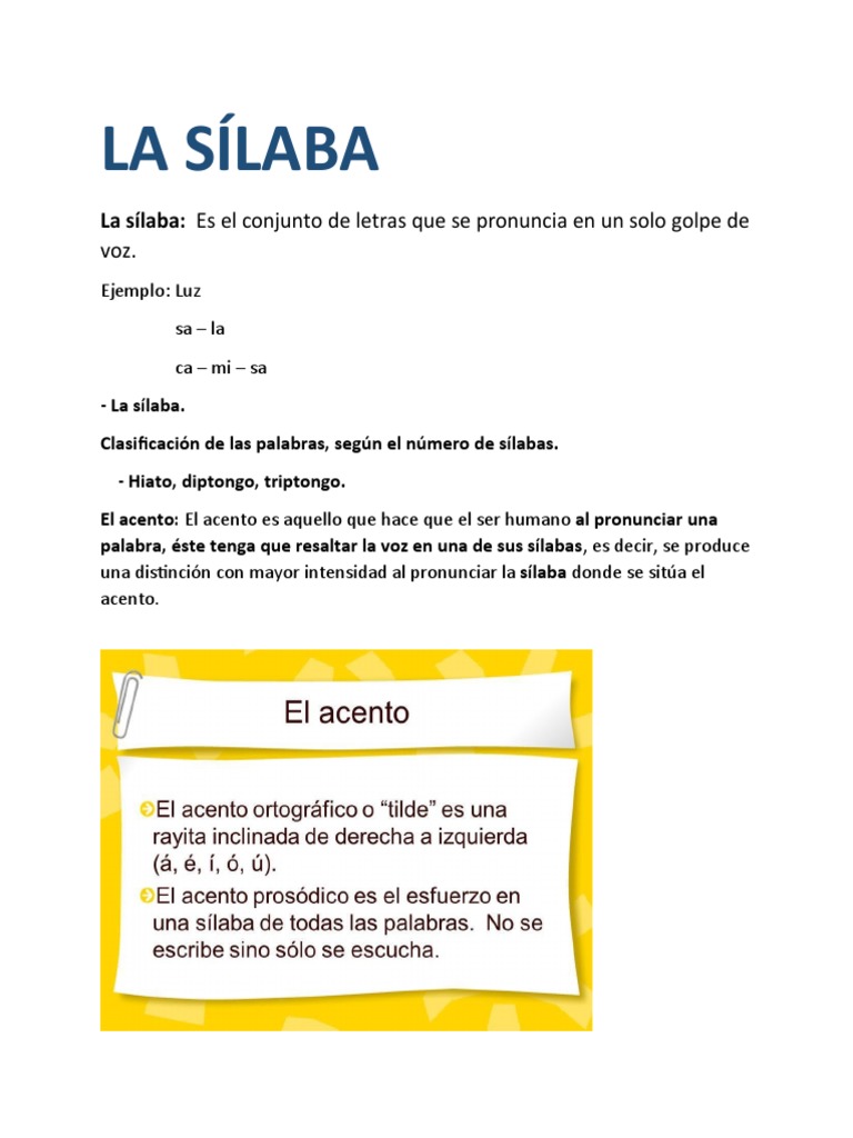 La Sílaba: Clasificación y Acentuación | PDF | Sílaba | Fonología